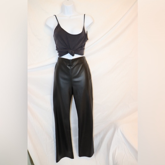 Zara | Pants & Jumpsuits | Zara Kick Flare Faux Leather Pants | Poshmark